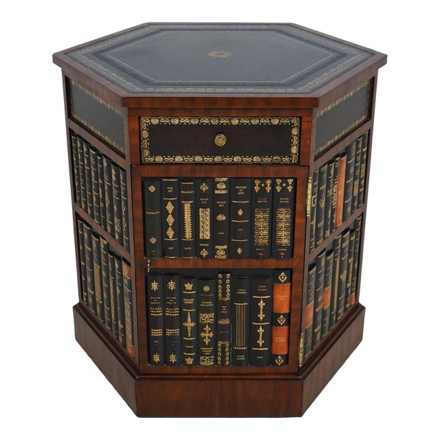 Maitland Smith Leather Book Spine Lamp Table | Chairish