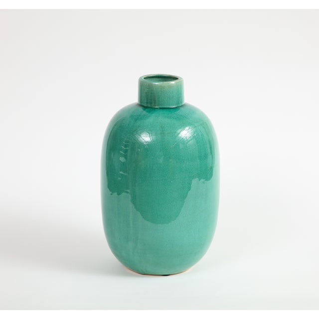 Teal Pottery Vase Circa 1960 | Chairish