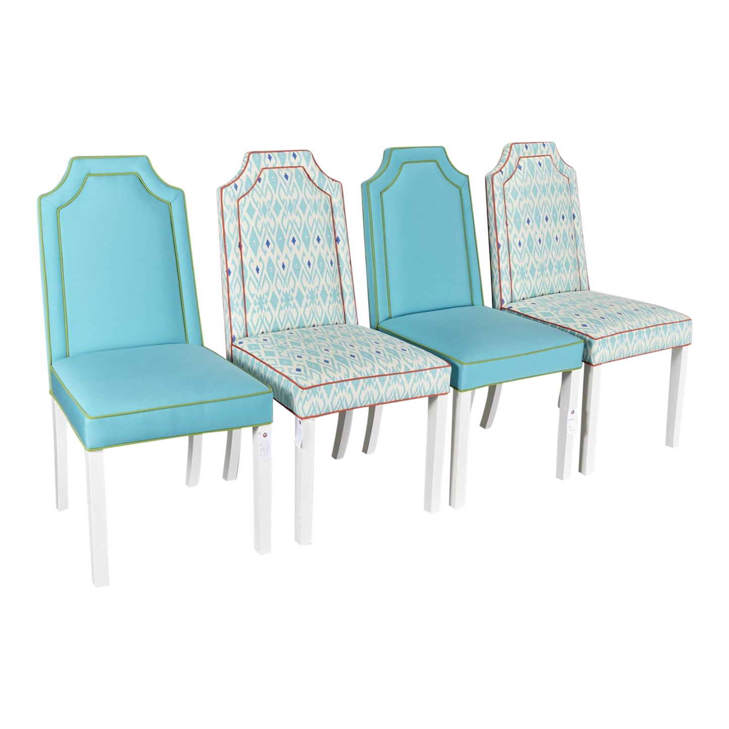 21st Century Colorful Designer Parsons Dining Chairs With Contrasting ...