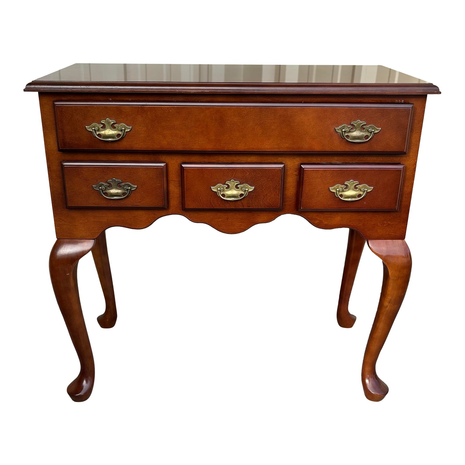 1990s The Bombay Company Cherry Queen Anne Low Boy Table Server Buffet ...