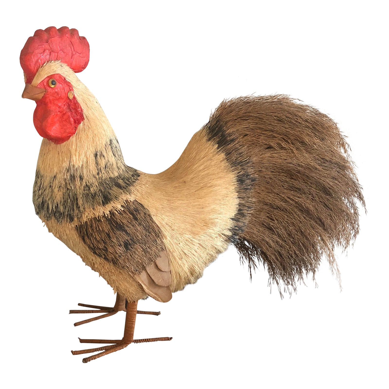 Vintage Straw Chicken Figurine | Chairish