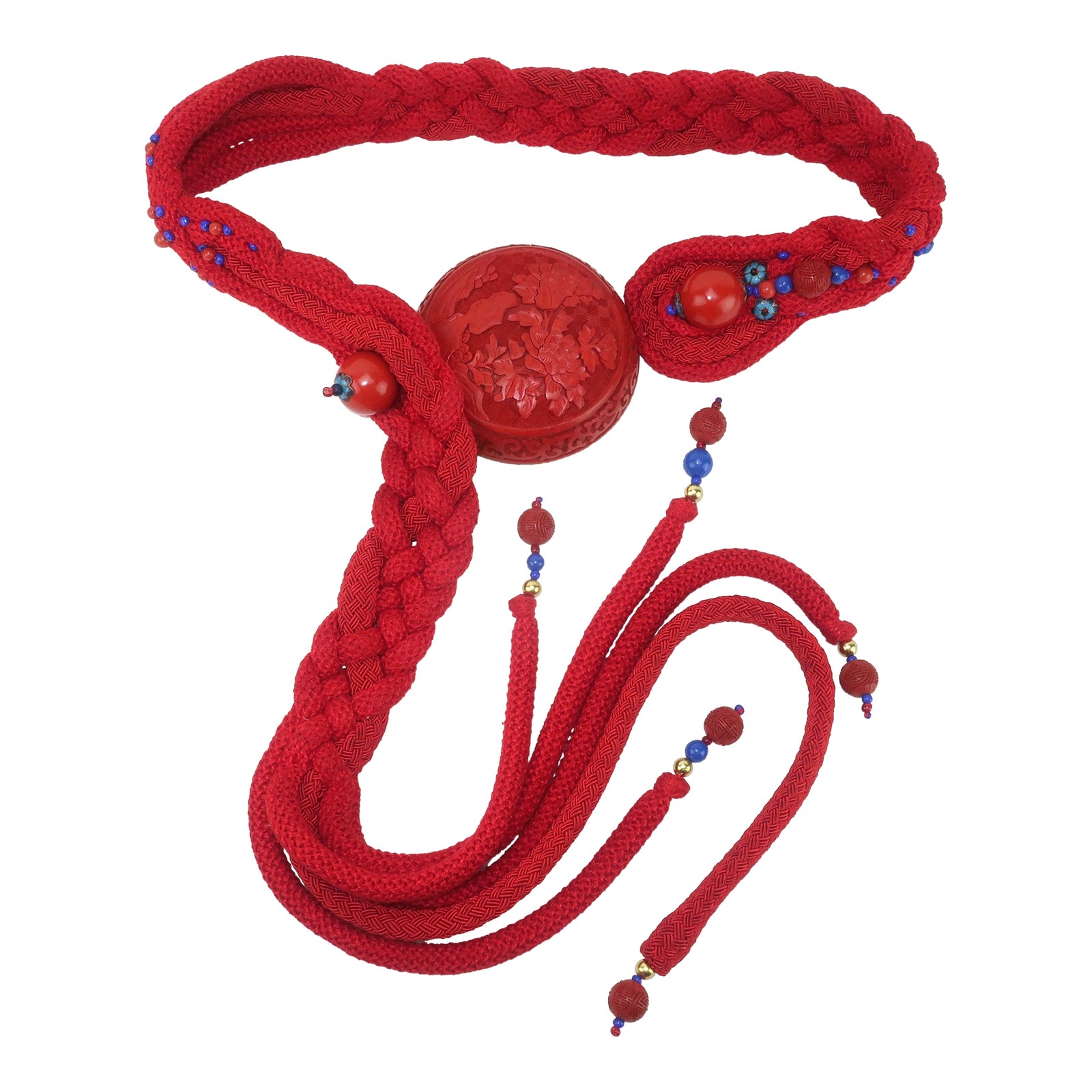 1980s Rafael Sanchez Cinnabar Resin Braid Sash Belt | Chairish