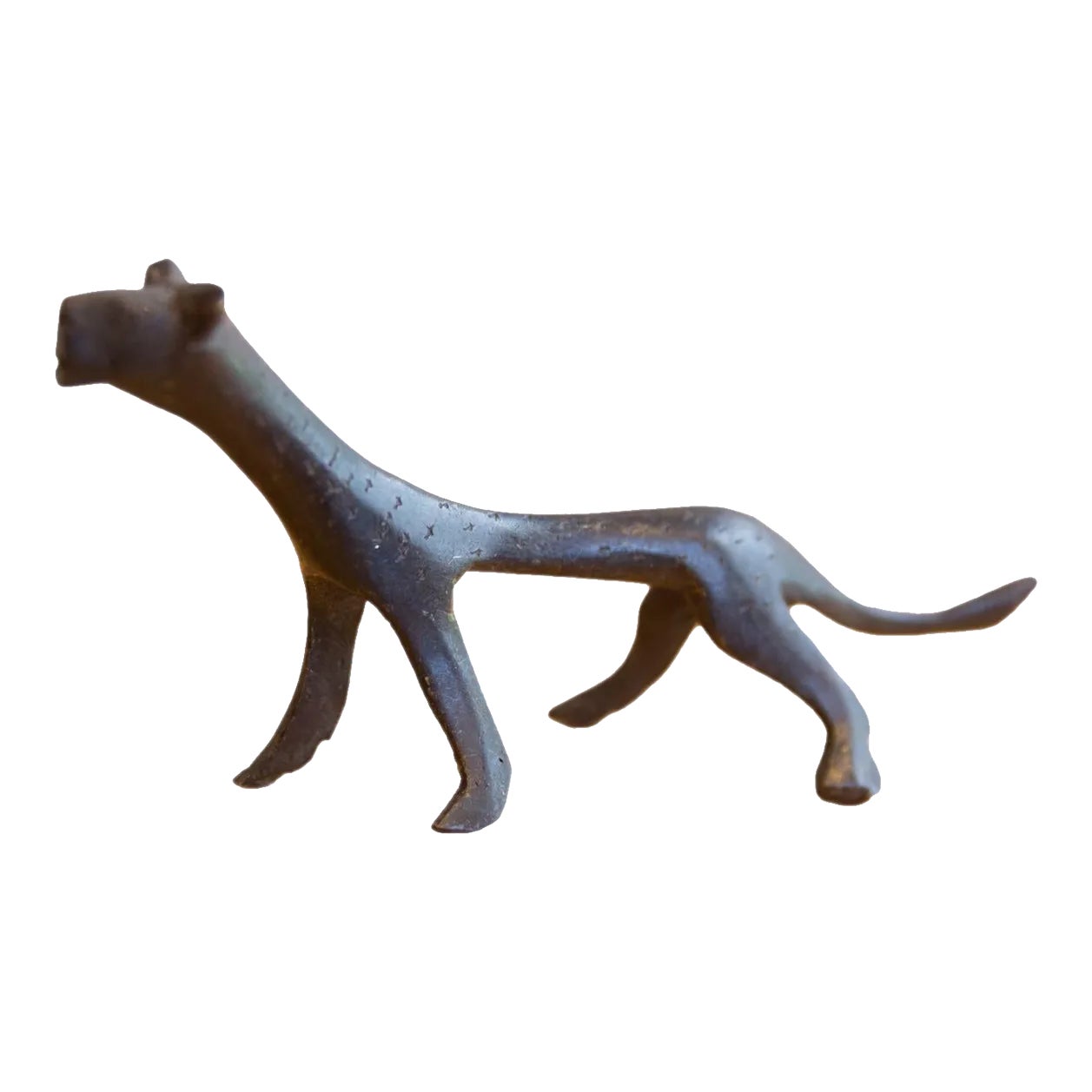 Vintage African Cheetah With Dark Patina | Chairish