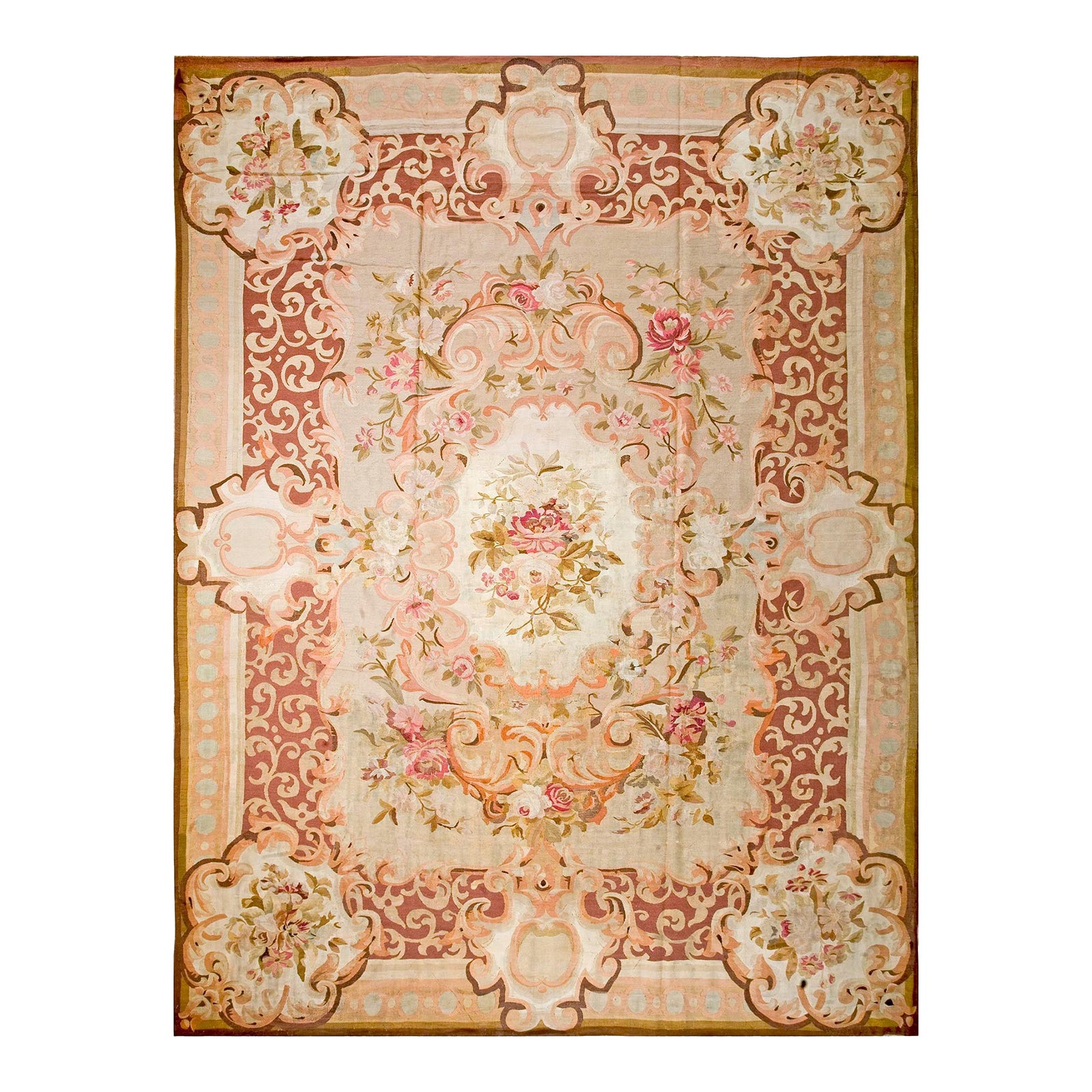 Sublime Soft-Light Color Floral Pattern Antique French Louis-Philippe ...