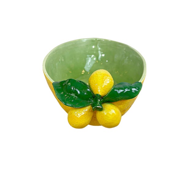 1970s Italian Majolica Lemon Plates & Bowl Set- 5 Pieces | Chairish
