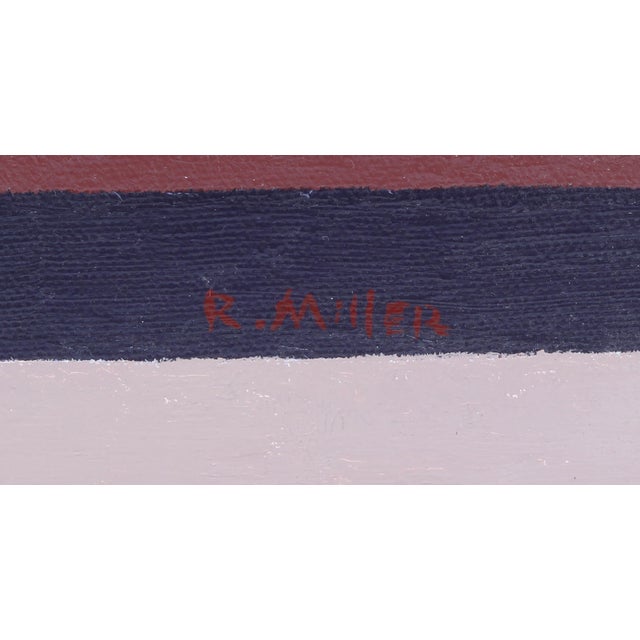 Antique American School Modern Geometric Abstract Signed Original Oil ...