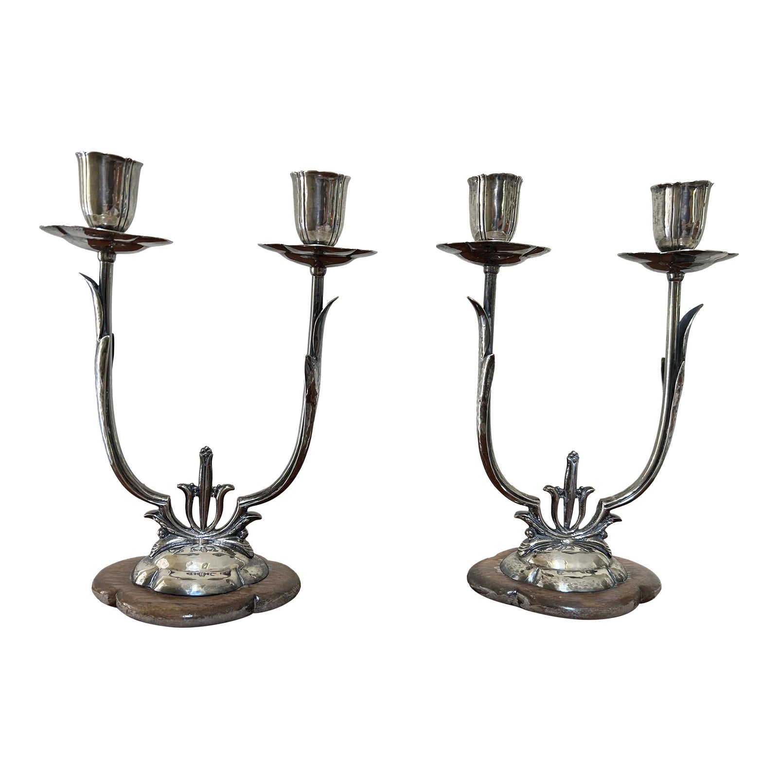 Pair of 1940s Black Starr & Gorham Sterling Silver Candle Holders ...