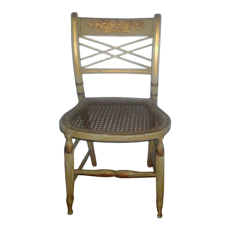 1810 American Classical Federal Paint Decorated Fancy Chair | Chairish