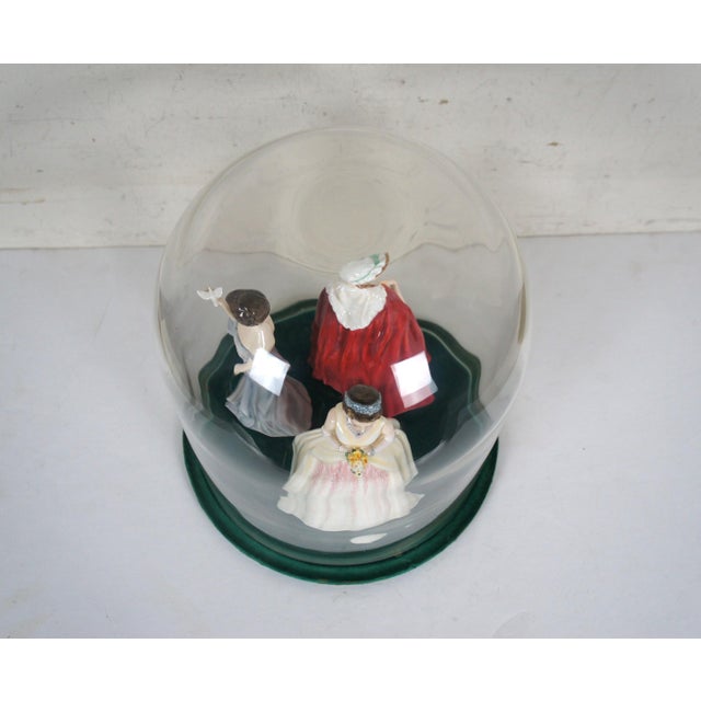 1990s Royal Doulton Centerpiece Figurines in Bell Jar Queen Elizabeth ...