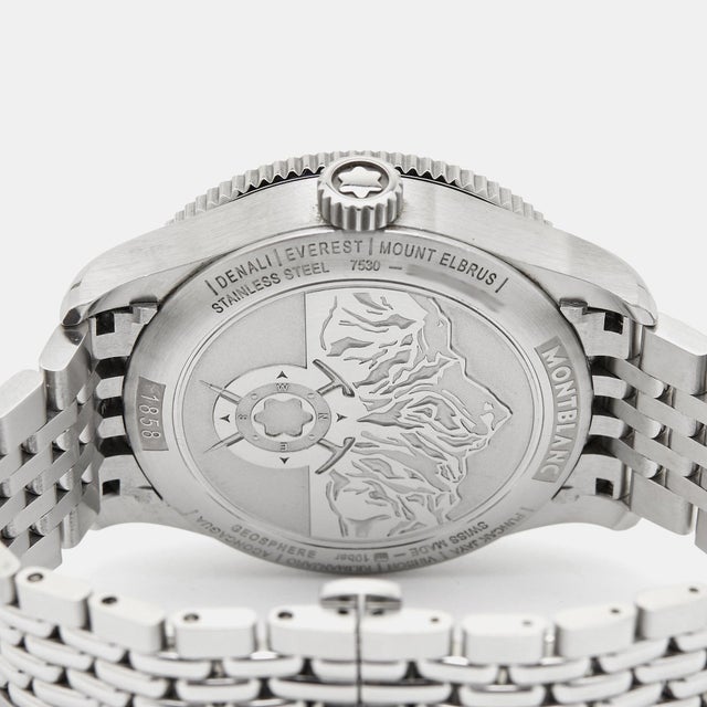 Montblanc Black Stainless Steel Geosphere 125872 Men's Wristwatch 42 Mm ...