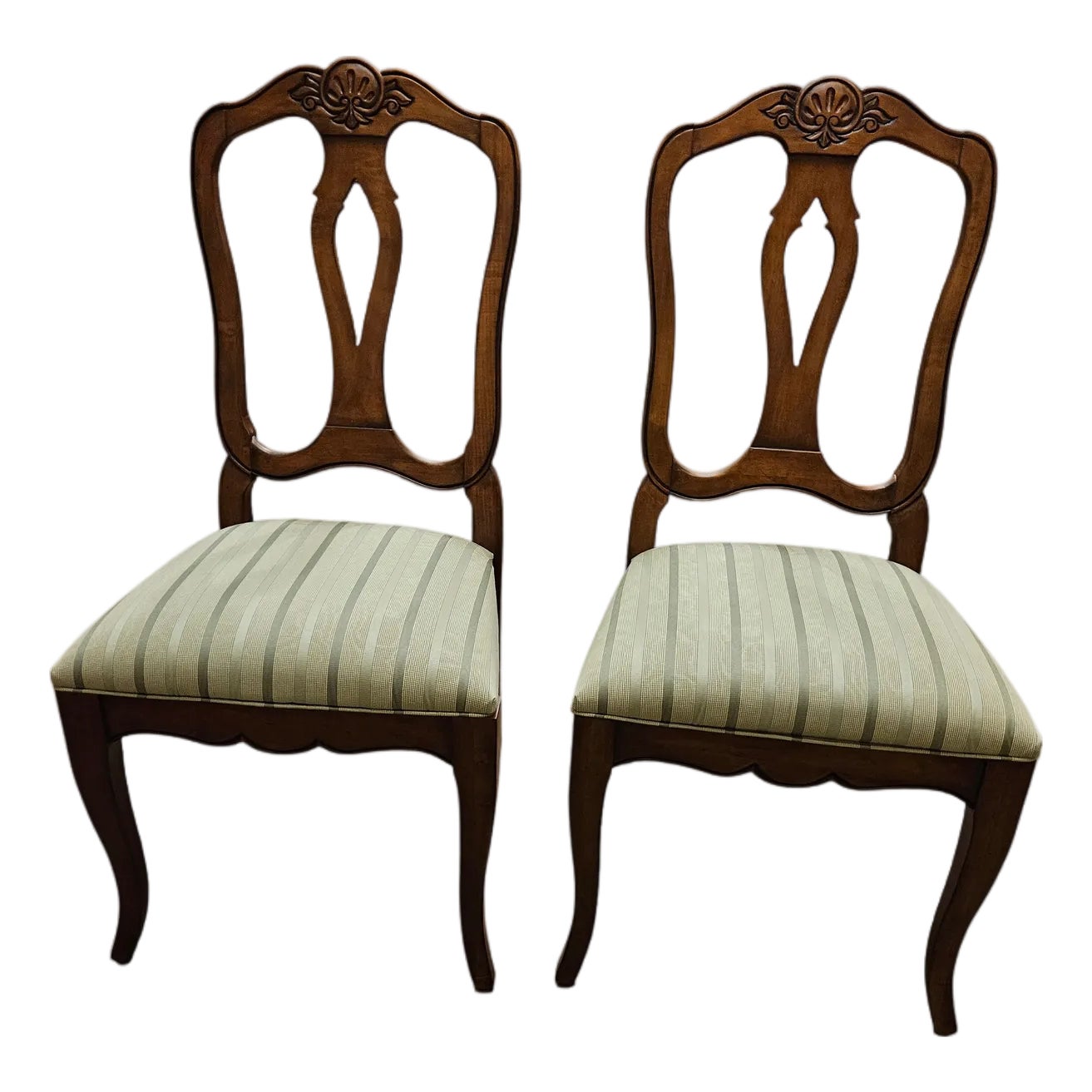 2 Ethan Allen Dining Room Side Chairs French Country Custom Fabric ...