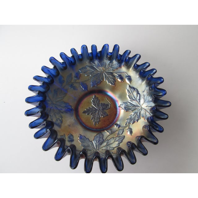 1930s Fenton Glass Carnival Glass Autumn Acorn Blue Ruffled / Pleated ...