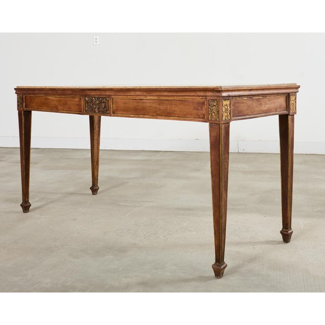 Grand French Neoclassical Marble Top Library or Console Table | Chairish
