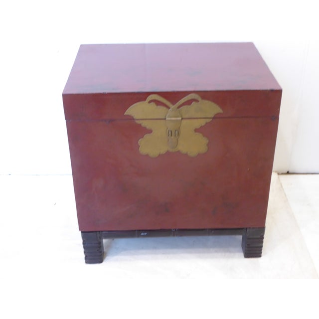Japanese Red Lacquer Box on Stand | Chairish