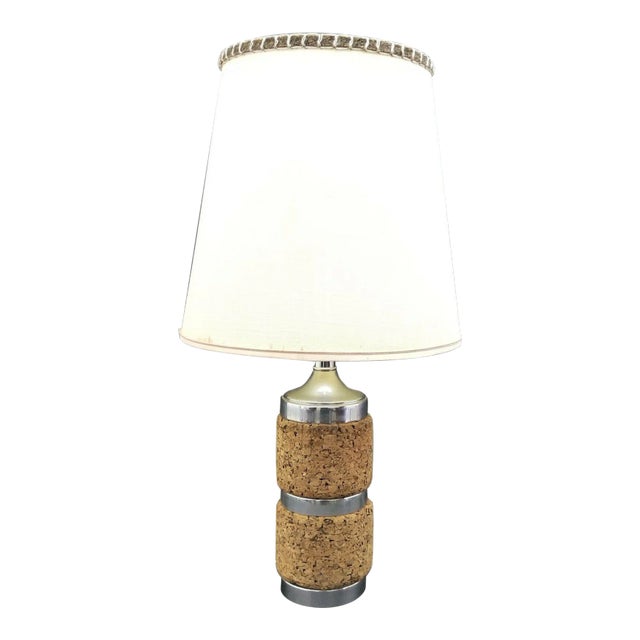 Vintage Mid-Century Chrome & Cork Table Lamp With Matching Cork And ...