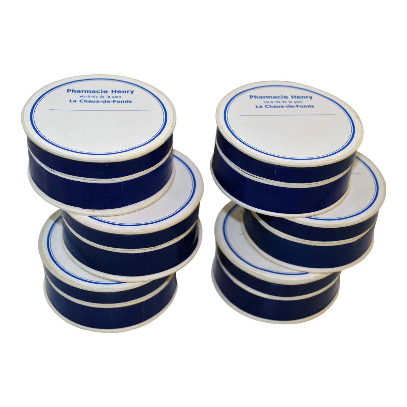 Early 20th Century Blue White French Drugstore Paper Pill Boxes - Set ...