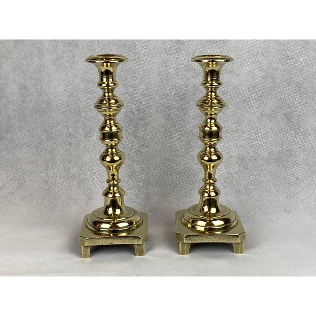 Footed Russian Candlesticks in Solid Brass - a Pair | Chairish