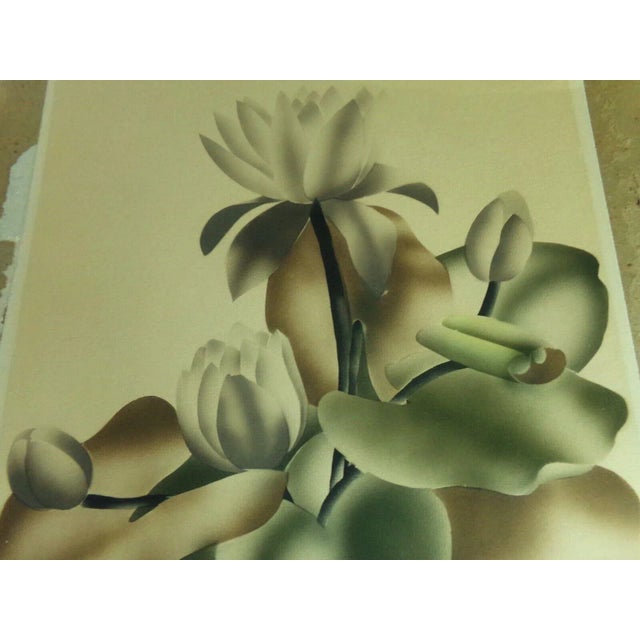 1940s Benjamin Harris Airbrushed Painting, Water Lily | Chairish