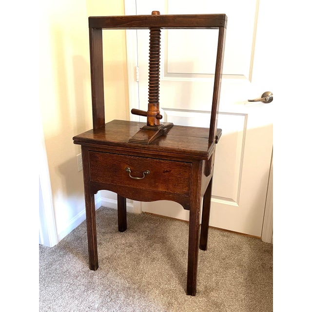 Early 19th Century Oak Bookbinding Press Table | Chairish