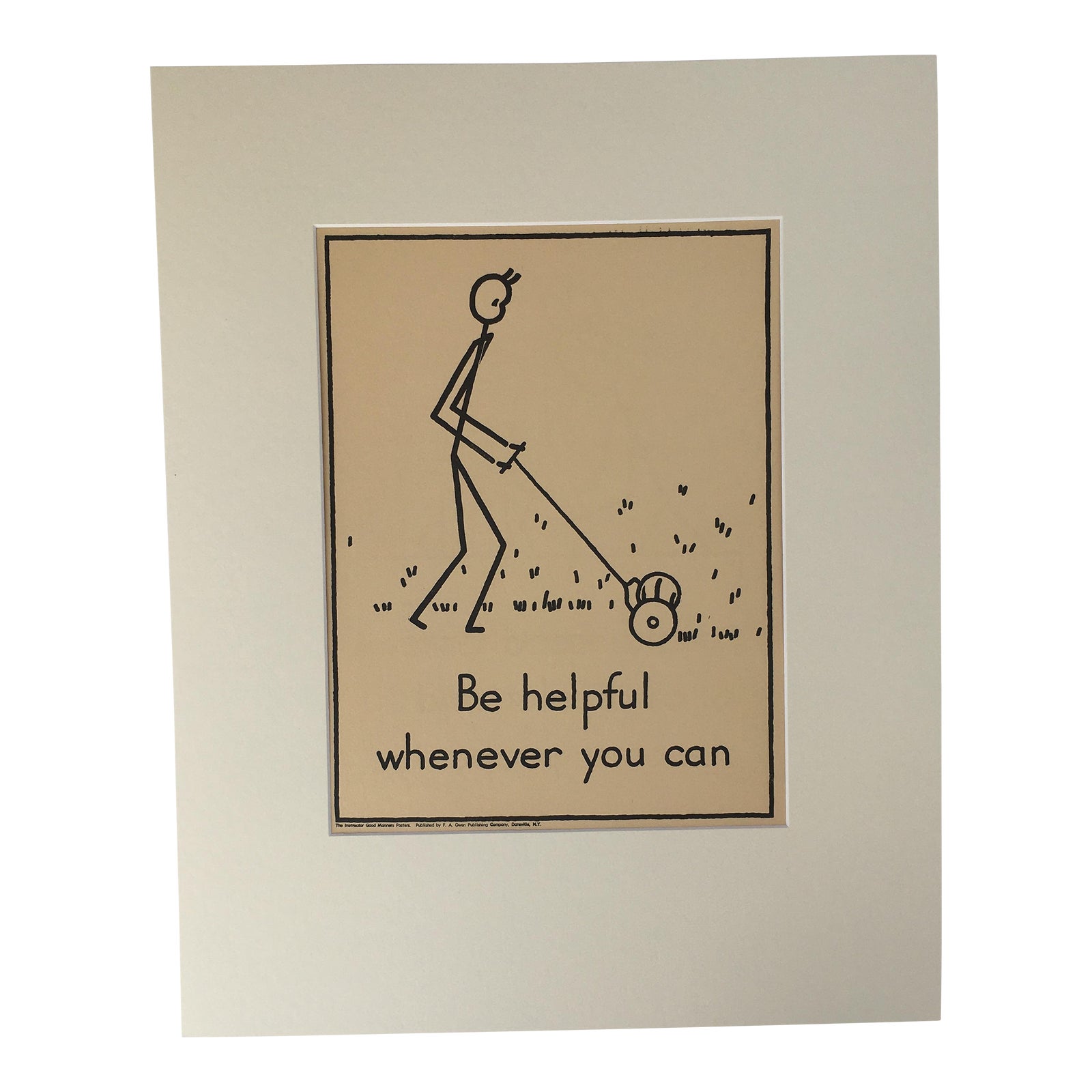 1940s "Good Manners" Double-Sided Stick Figure Poster | Chairish