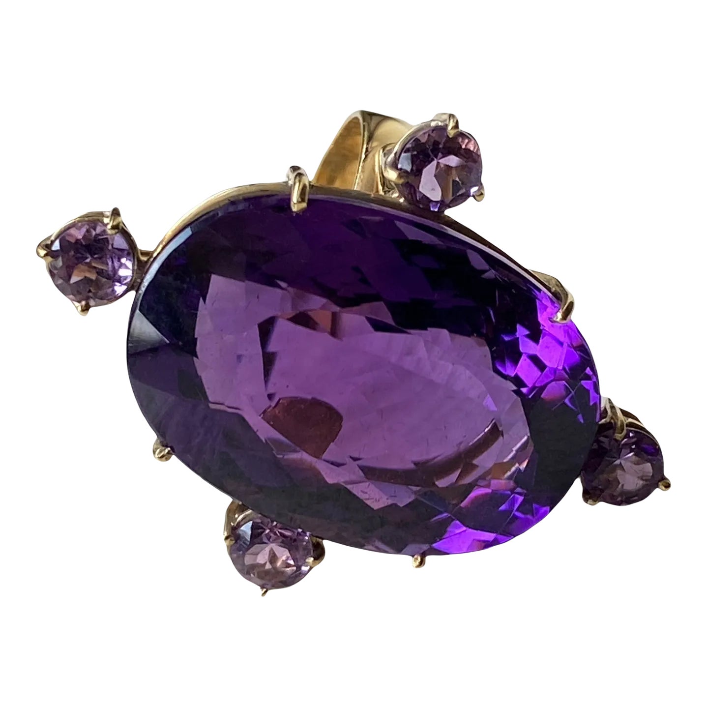 Fabulous 18Kt Gold Brazilian Fine Oval Amethyst Ring | Chairish