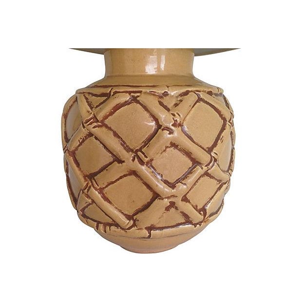 Oversize 1960s Ceramic Bamboo Lamp & Shade | Chairish