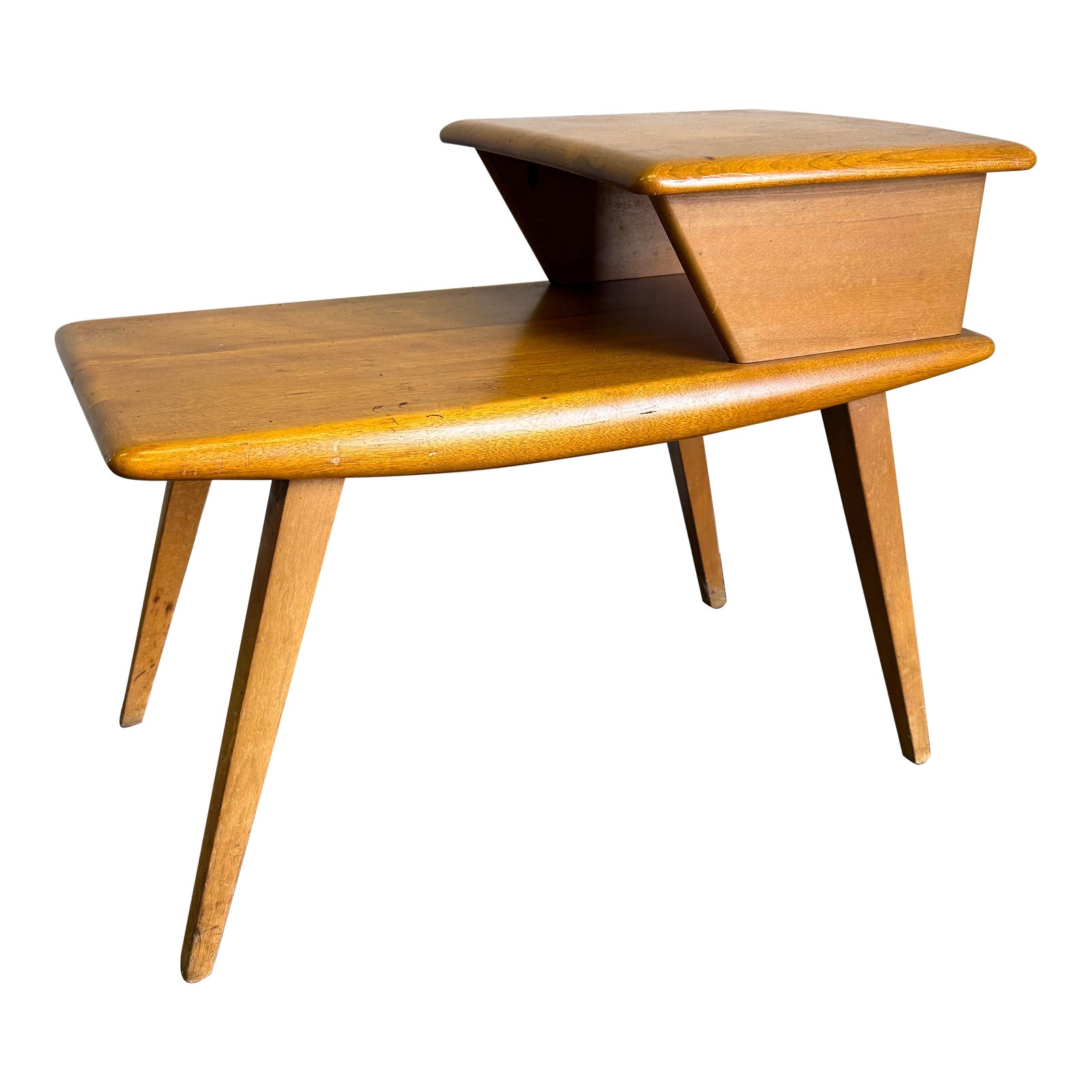 1960s Heywood Wakefield Birch Step Up Tiered Nightstand Wheat | Chairish