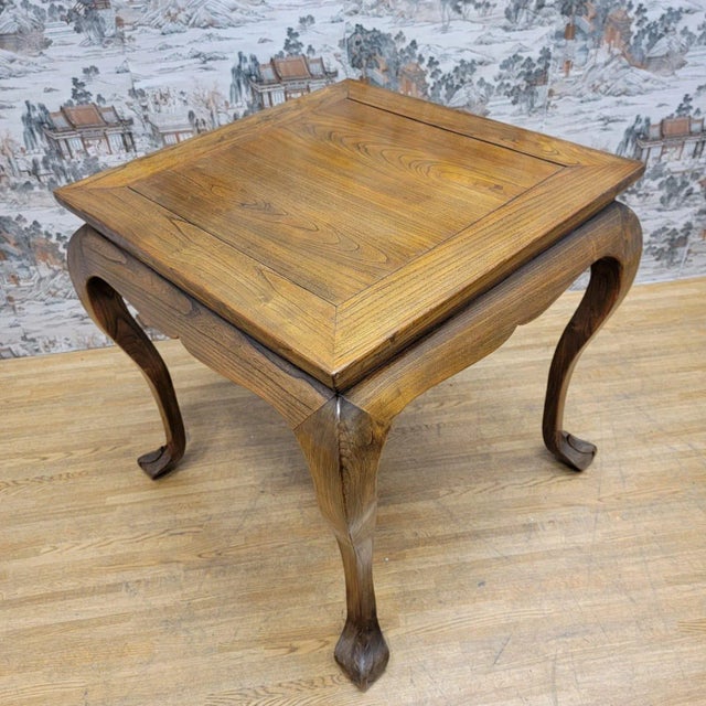 Vintage Chinese Natural Elm Tall Tea Side Table With Decorative Feet ...