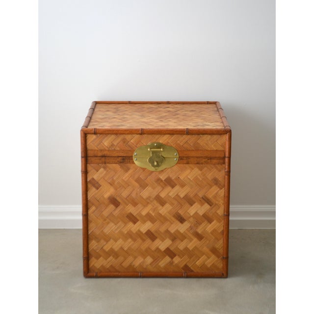 1960s Mid-Century Woven Rattan Chest | Chairish