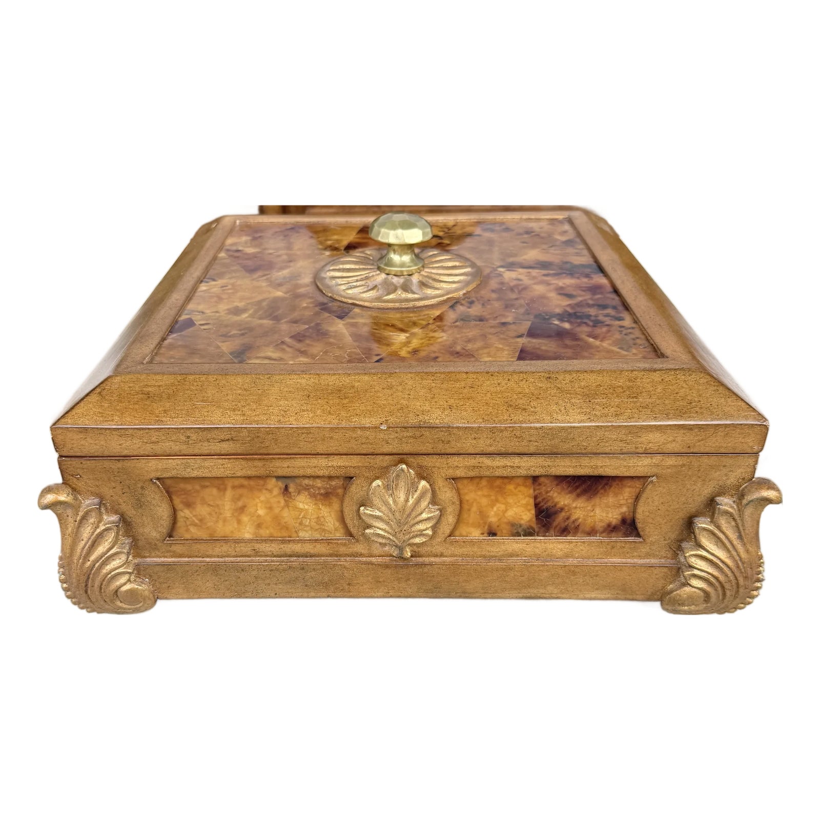 Large Pen Shell With Gold Baroque Details Box | Chairish