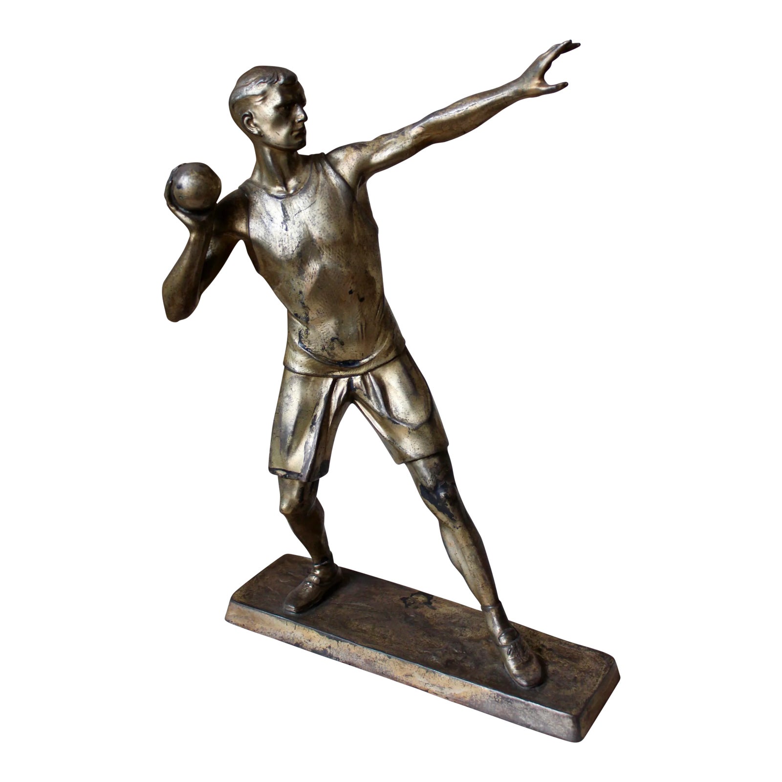 Silver Spelter Athlete Figure | Chairish