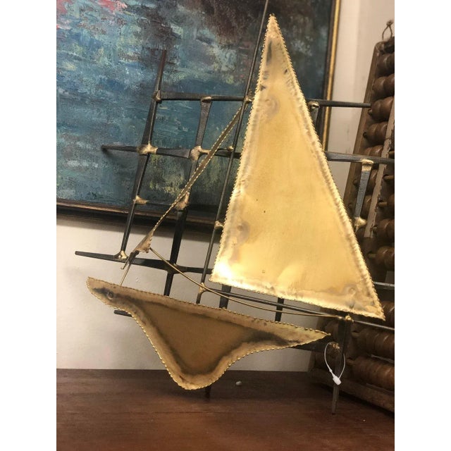 Vintage Mid-Century Modern Metal Welded Gold/Bronze Colored Ship Model ...