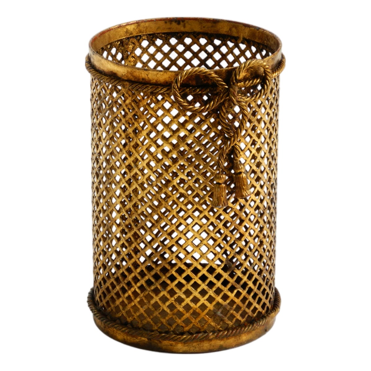 Mid-Century Modern Italian Regency Gilt Metal Waste Paper Bin from Li ...
