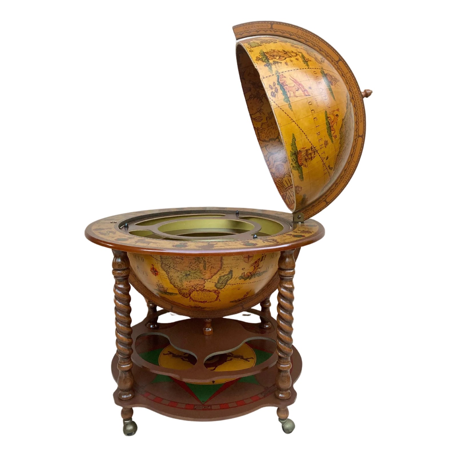 Vintage Italian World Globe Dry Bar, 1960s | Chairish