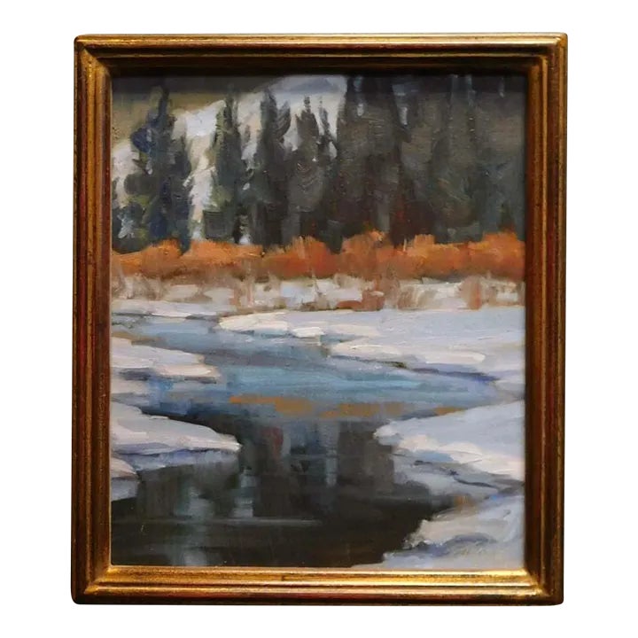 Robert Bob Rohm "Winter Reflections" Original Oil on Board Landscape ...