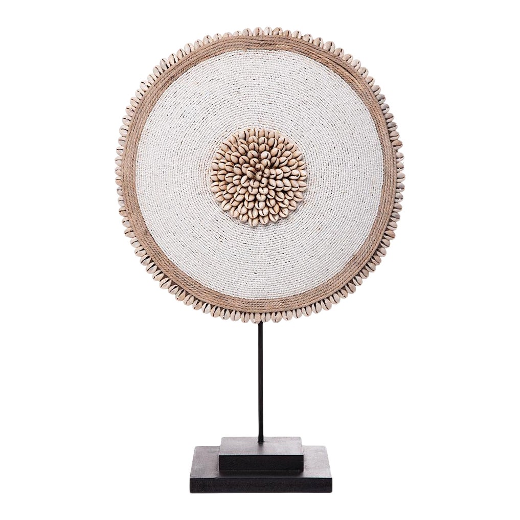 Tribal Beaded Shell Shield in White | Chairish