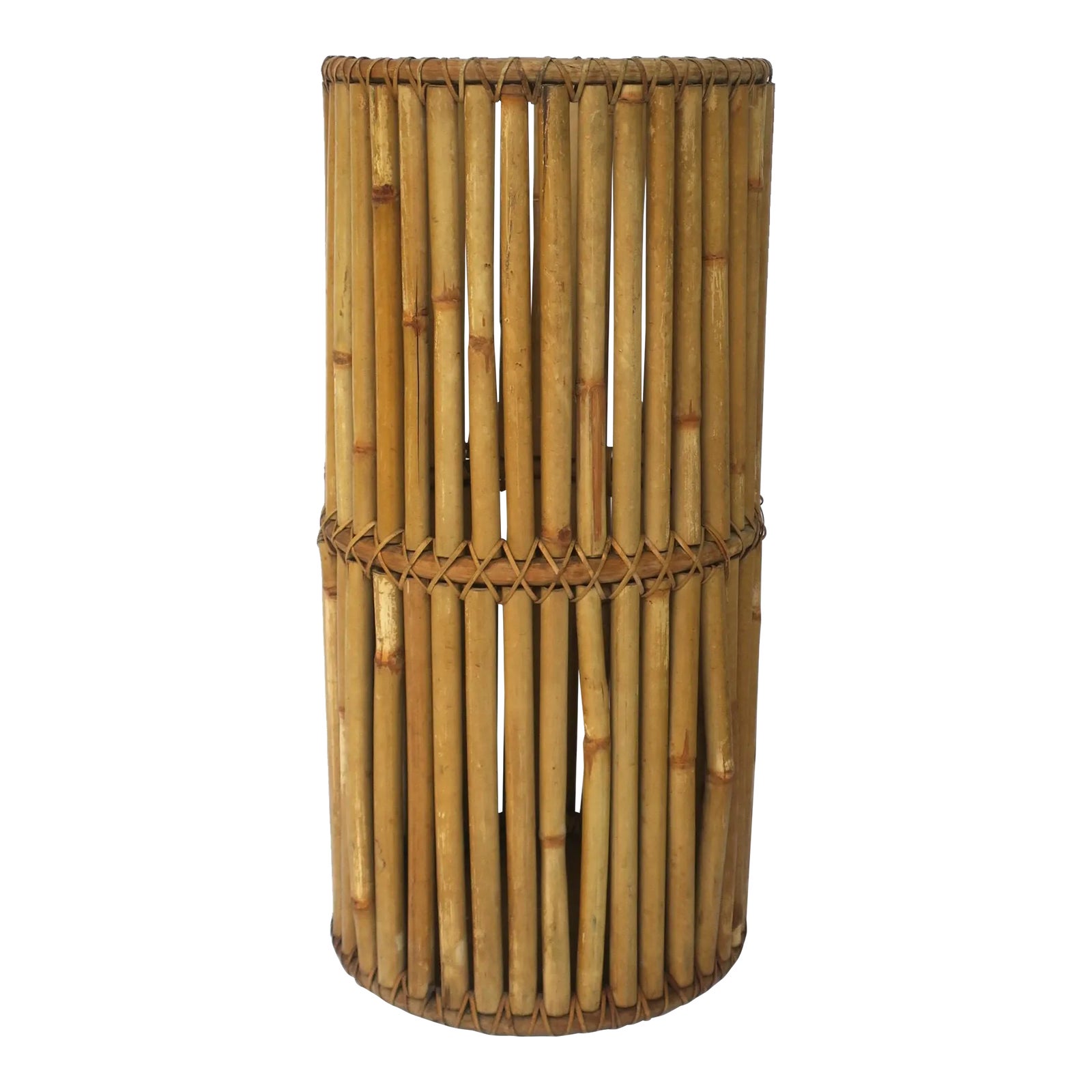 Wicker Bamboo Umbrella Holder Stand | Chairish