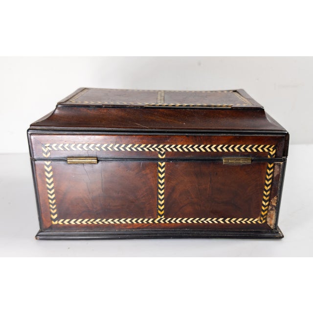 19th Century English Regency Sarcophagus Form Tea Caddy Box With Inlay ...