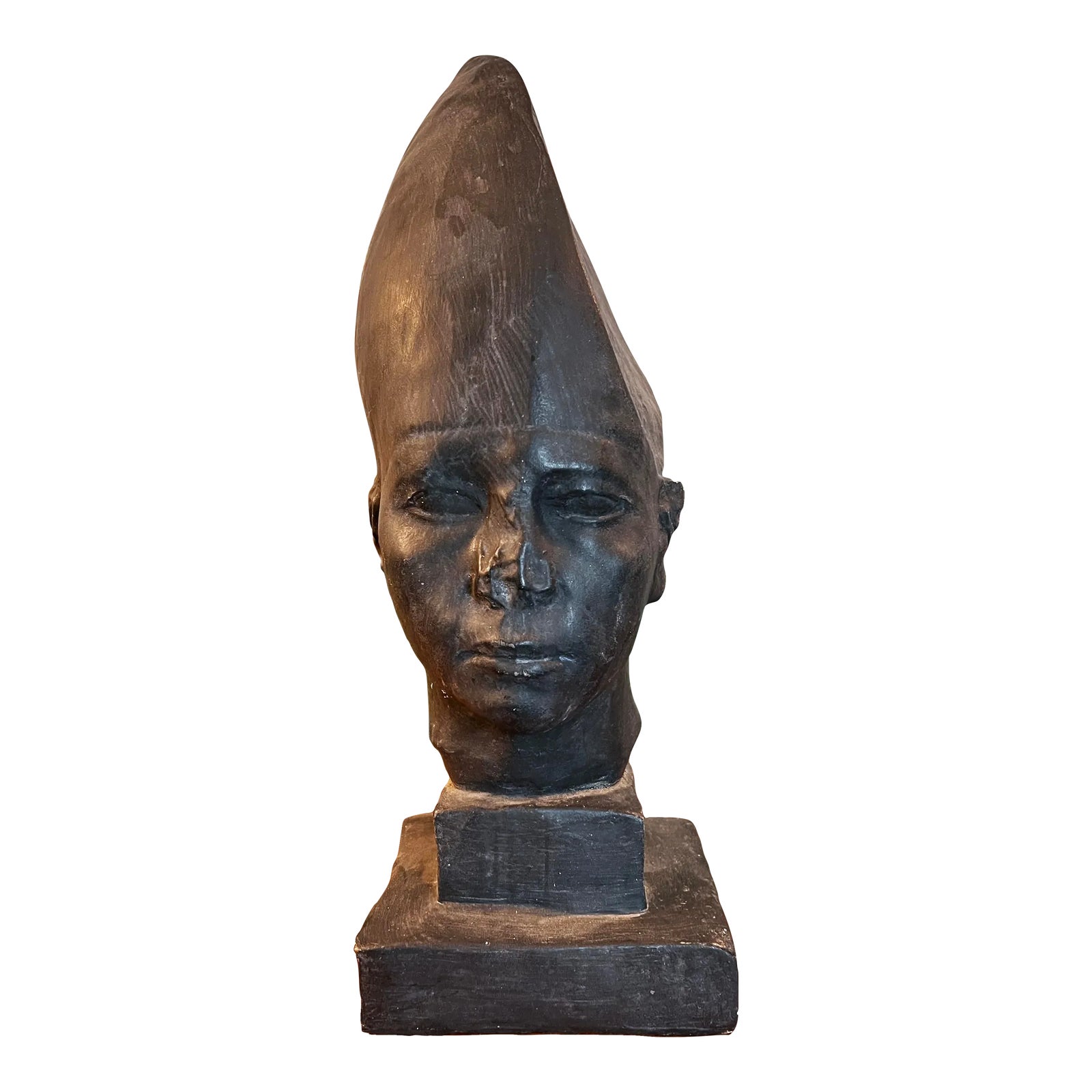 Grand Tour Style Black Painted Bust Depicting Pharaoh Amenenhat III ...
