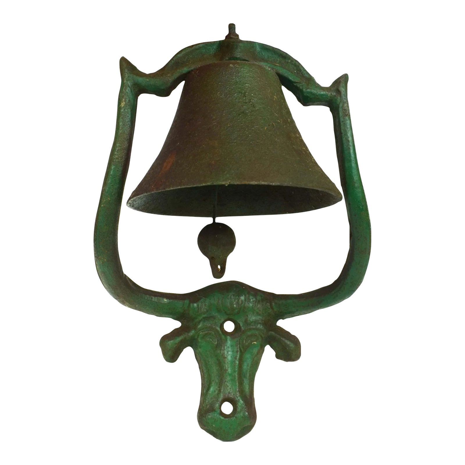 Late 20th Century Large Heavy Cast Iron Longhorn Steer Bull Head Wall ...