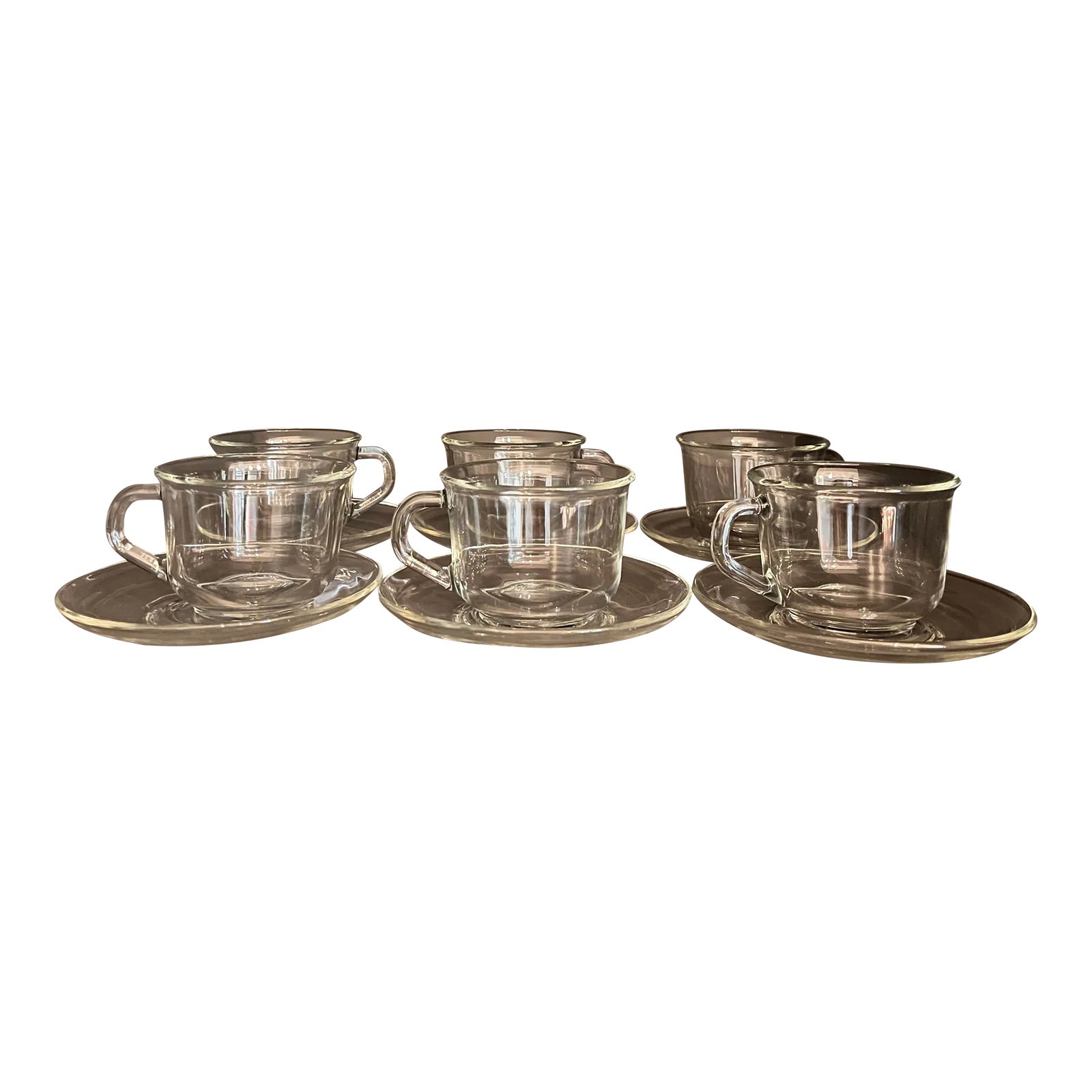 Vintage Arcoroc Glass Coffee Cups and Saucers - Set of 6 | Chairish