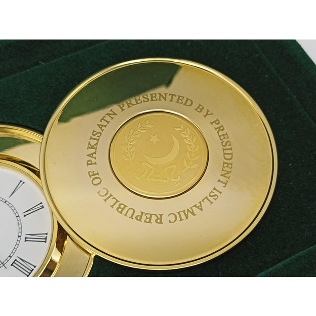 2000s Pakistan Presidential Gold-Plated Seal Brass Casing Quartz Desk ...