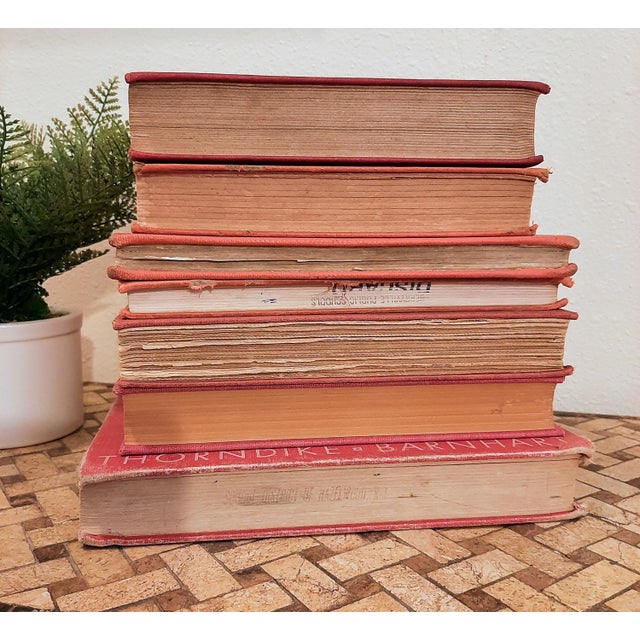 Vintage Book Stack Coral Red Peach Salmon Set Fall Colors | Chairish