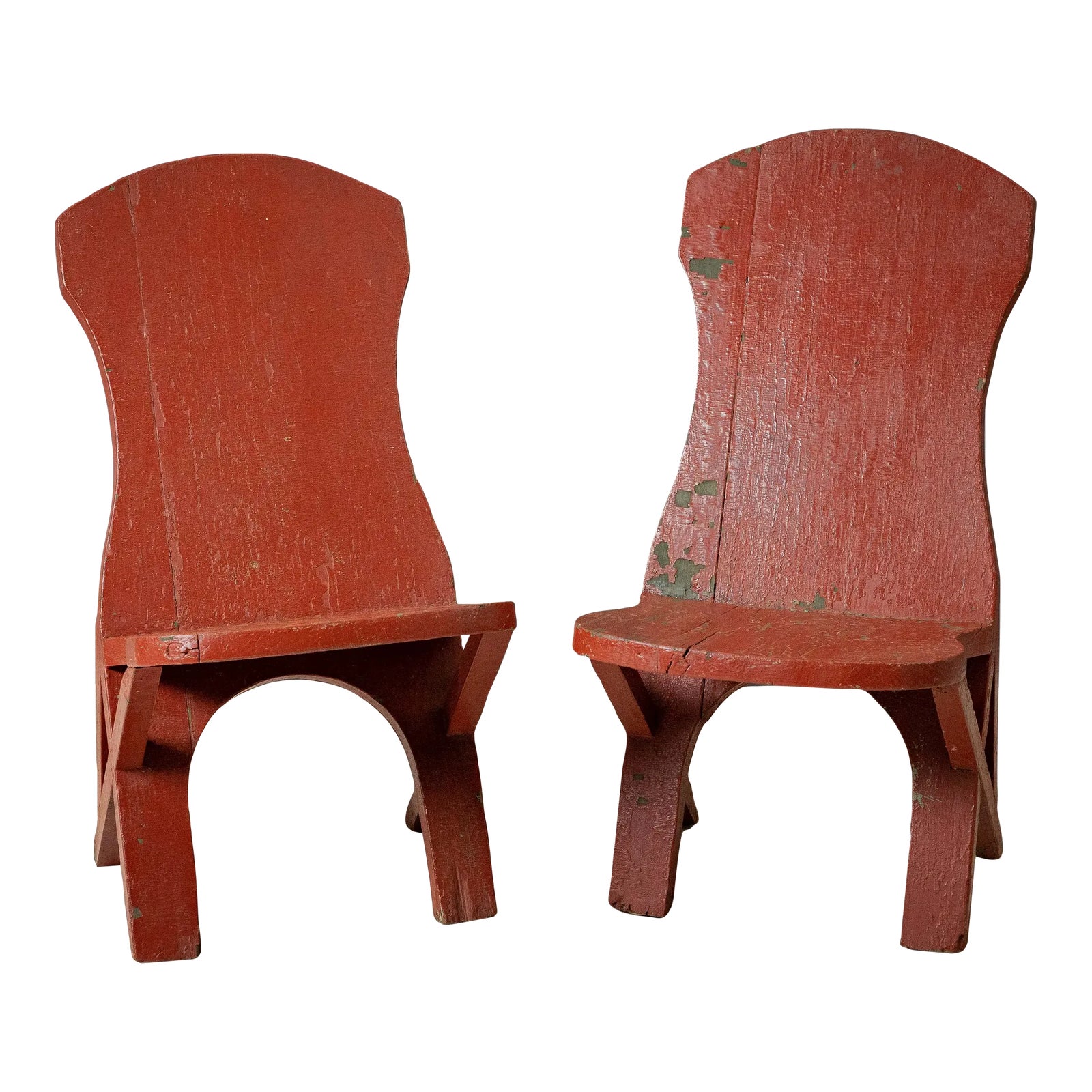 Pair of 1930s Adirondack Arts & Crafts Plank Chairs | Chairish