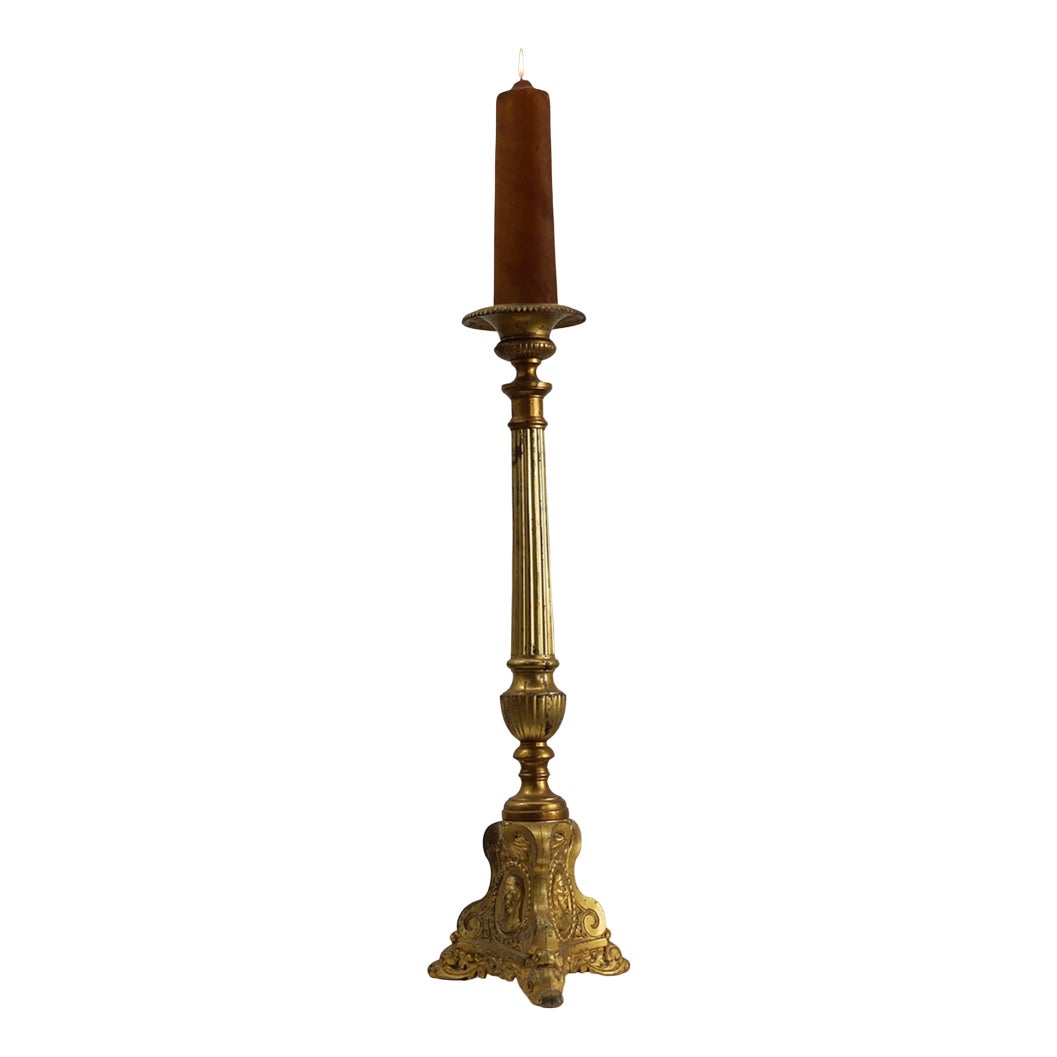 Large Provincial Copper Church Candlestick, France, 1900s | Chairish