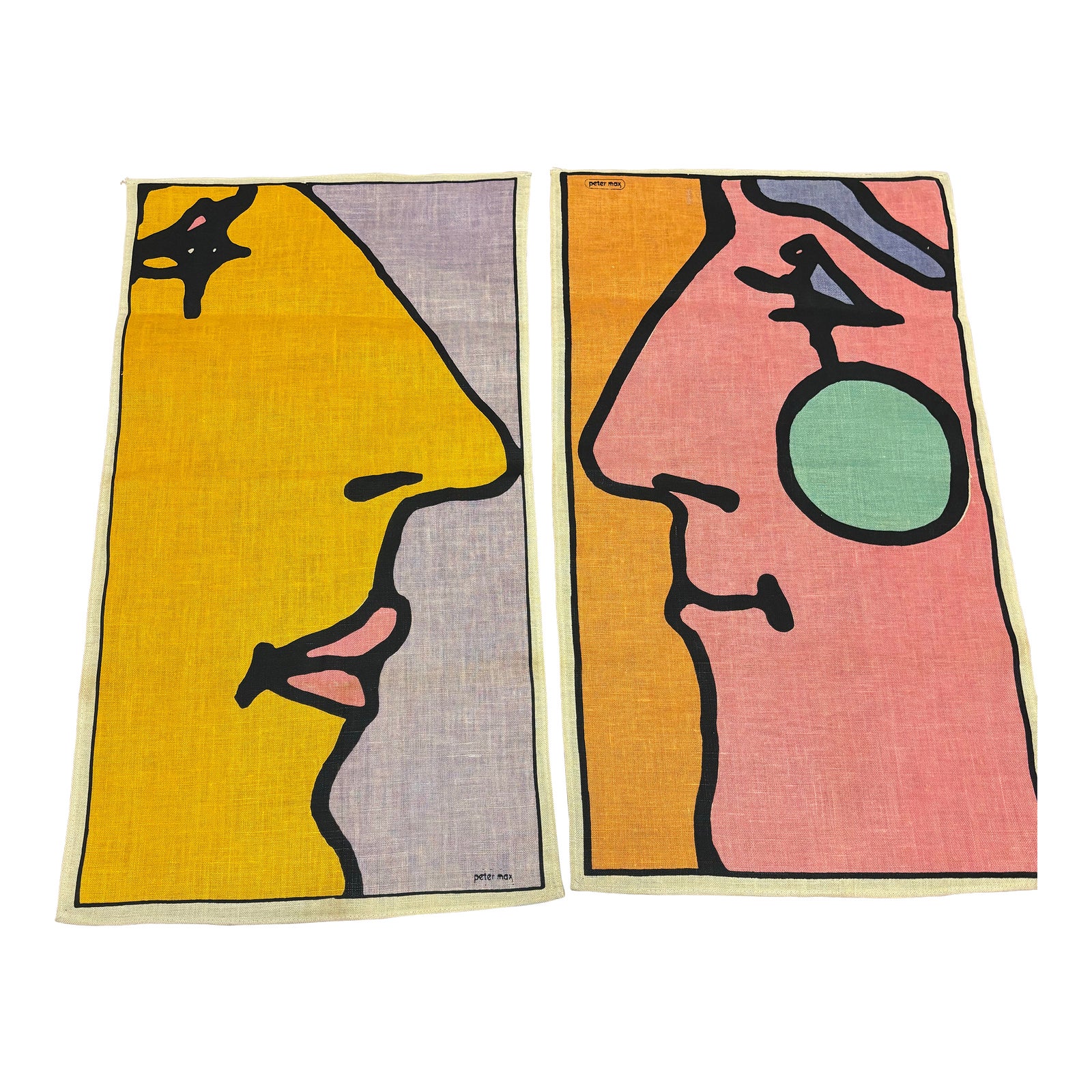 Peter Max Vintage Dish Cloth Art | Chairish