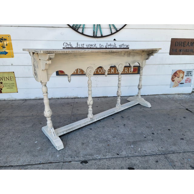 1990s Rustic Shabby Chic Wooden Console Table | Chairish