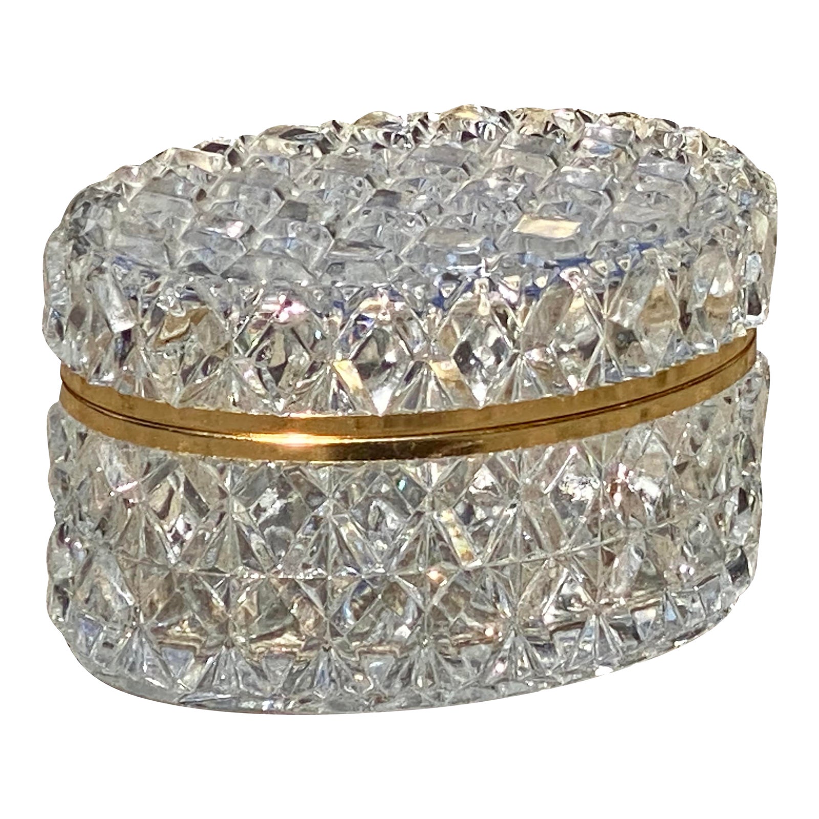 Late 19th Century Antique French Faceted Cut Crystal Jewelry Box | Chairish