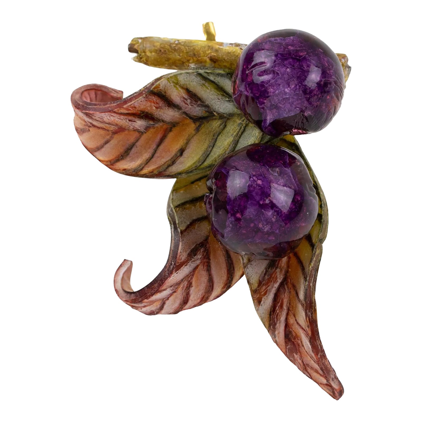 Cilea Paris Resin Pin Brooch Purple Berries | Chairish