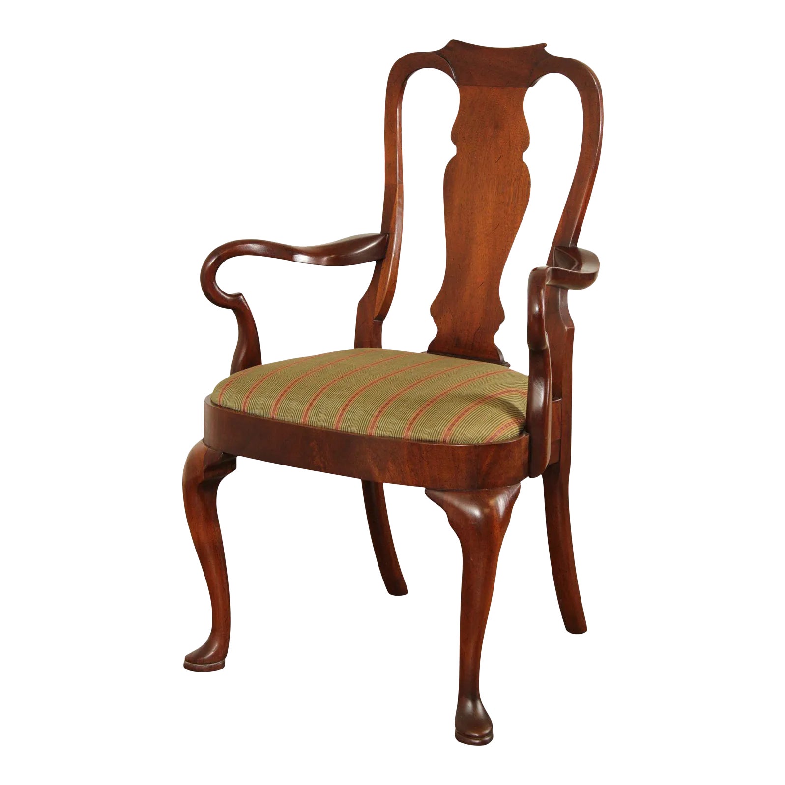 1980s Queen Anne Style Mahogany Shepard's Crook Armchair Attributed to ...